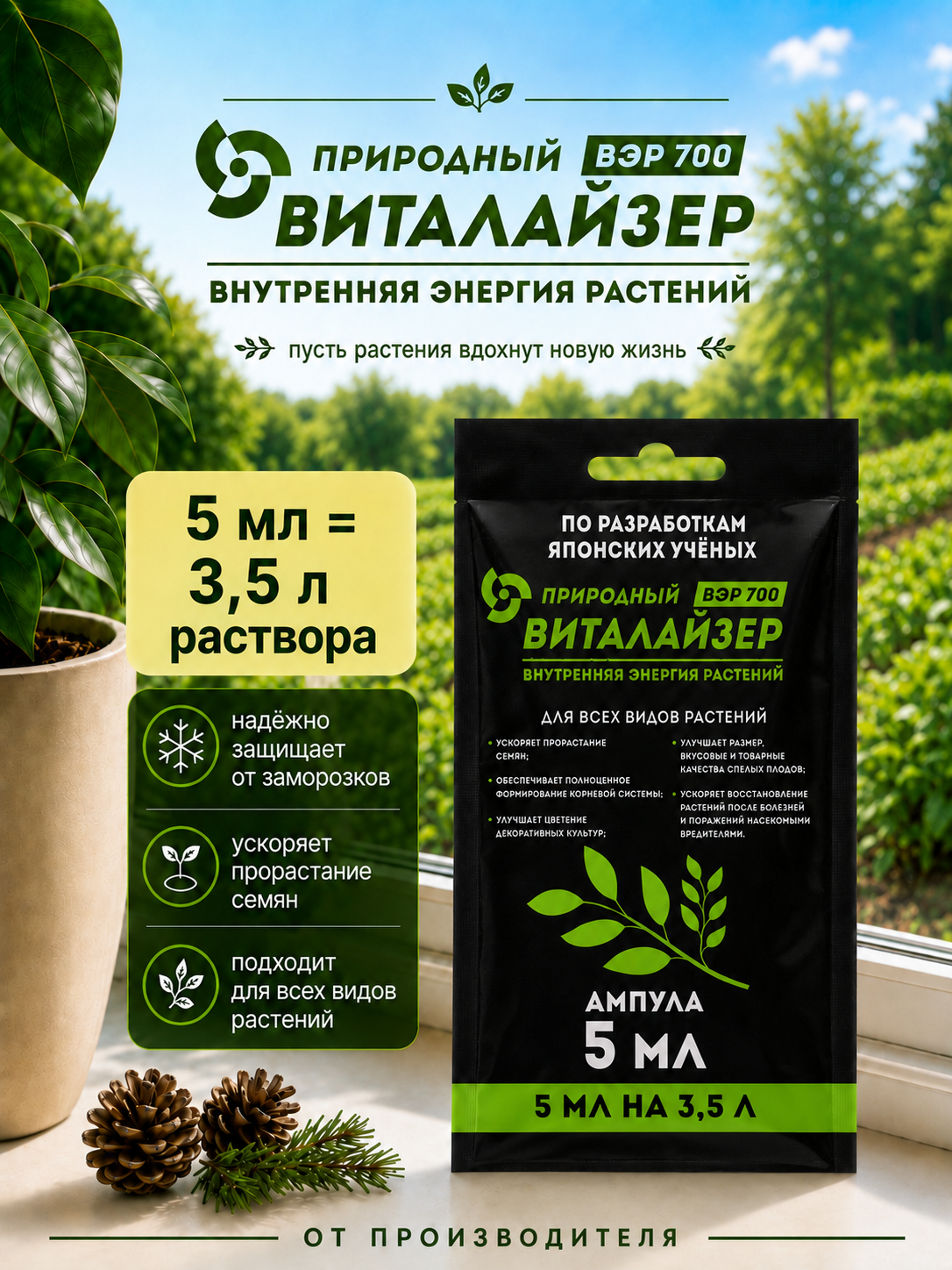 «Виталайзер» - природный стимулятор роста и развития растений 5мл