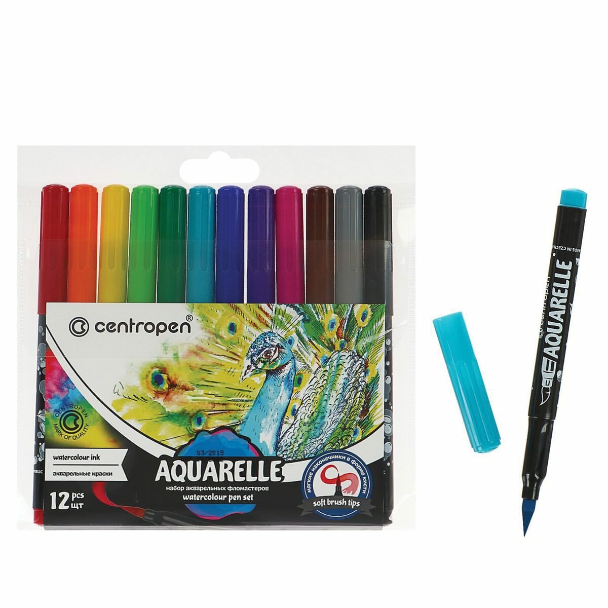 Набор акварельных маркеров Centropen Aquarelle 8683 (1-9мм, кистевые, 12 цветов) 12шт. (6 8683 1285)
