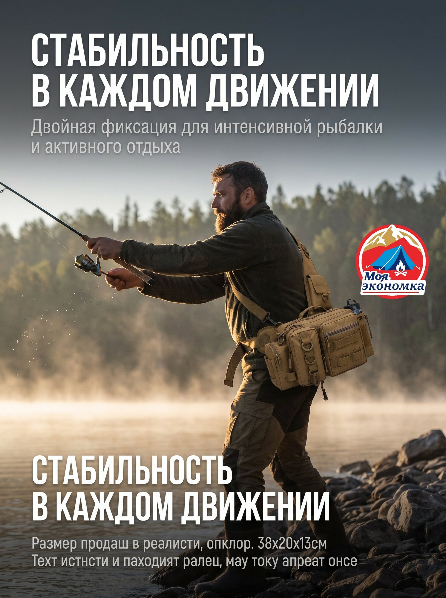 Рыболовная сумка， Cумка для активной рыбалки, хранения приманок, катушек, снастей, из водооталкивающего материала