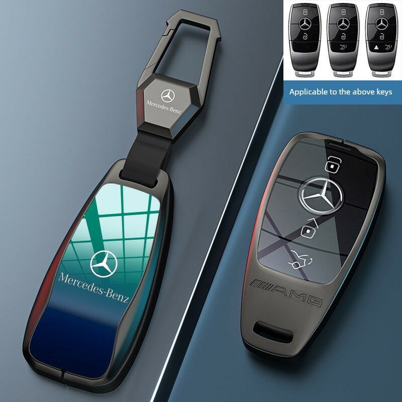 Крышка для ключа Mercedes-Benz с металлическим замком градиентного звездного синего для моделей C-Class, E-Class