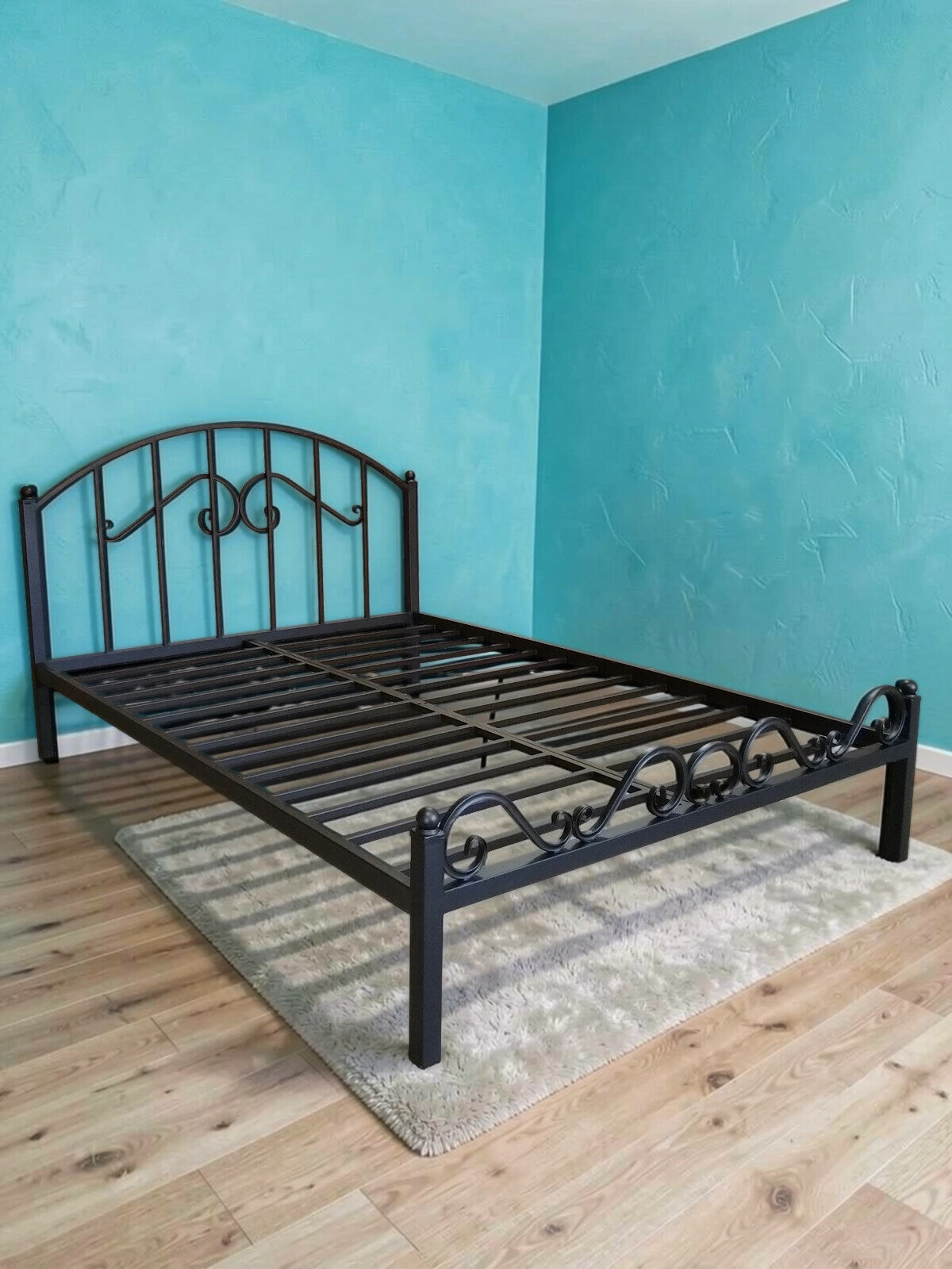 Кровать Loft Mebel "Ариэль-2", металлическая, черный муар, 200x200