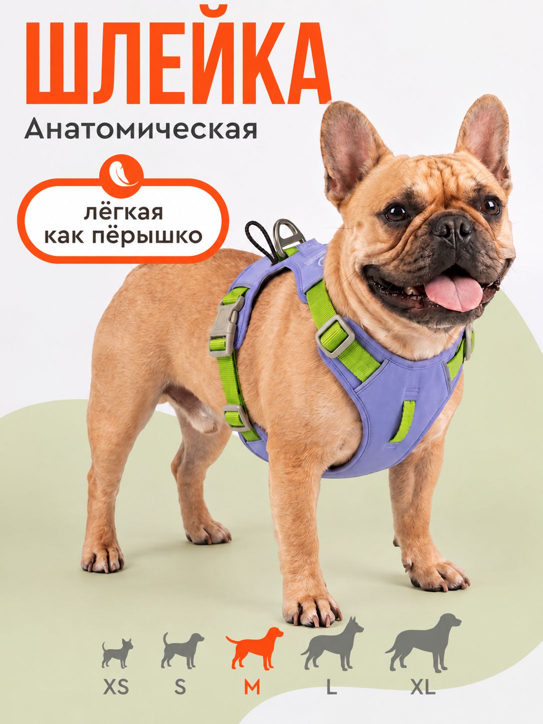 Легкая шлейка для собак мелких и средних пород MiloPets, анатомическая, M, 7-15 кг, для дома и повседневного дома