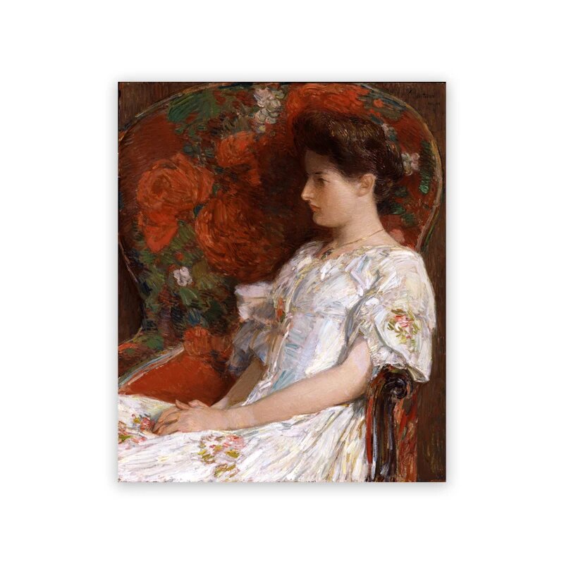 Портрет девушки в кресле, картина маслом, 30x42 см, bPC6330