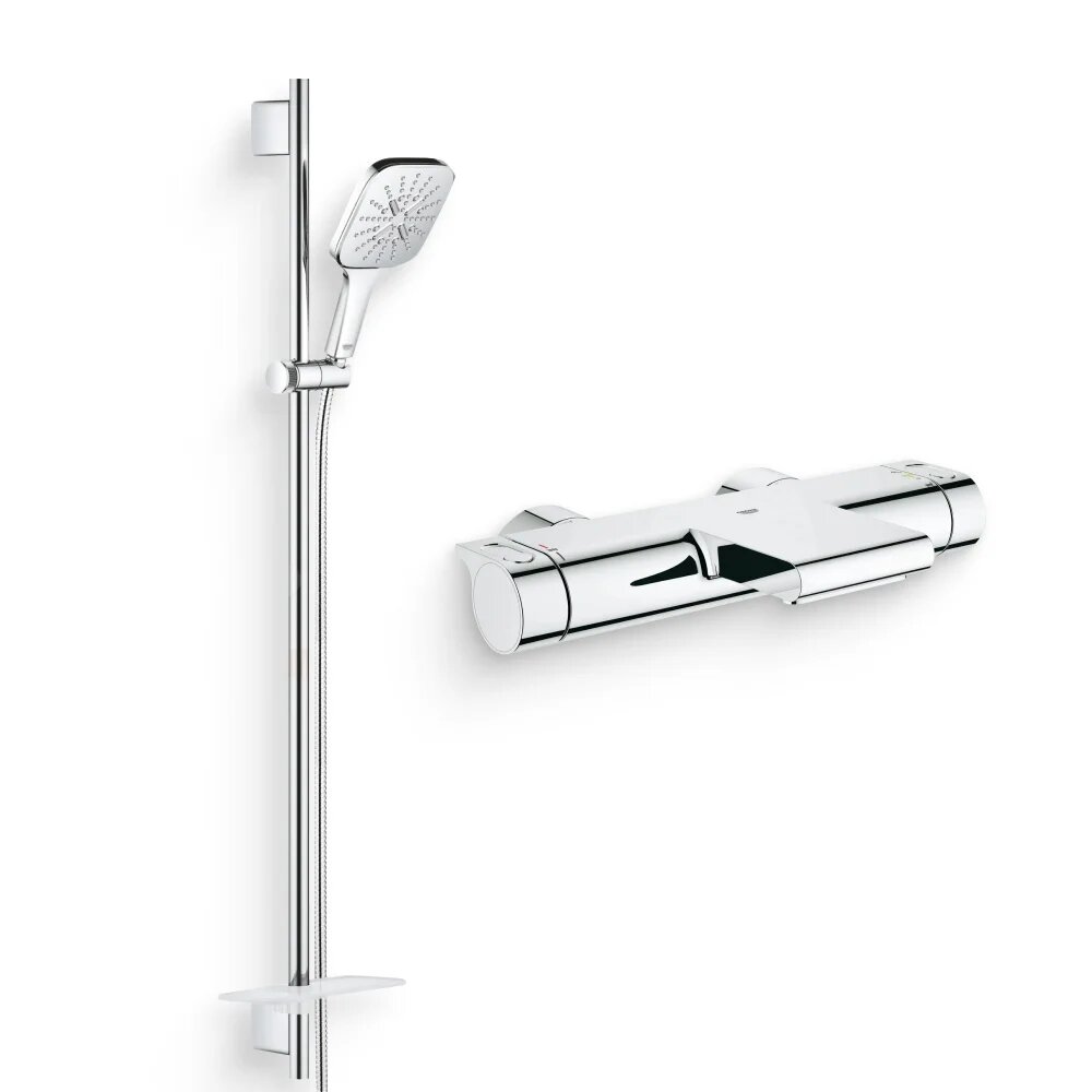 Душевой комплект Смеситель Grohe Grohtherm 2000 New 34174001 с термостатом, хром / Гарнитур Rainshower SmartActive 26587000