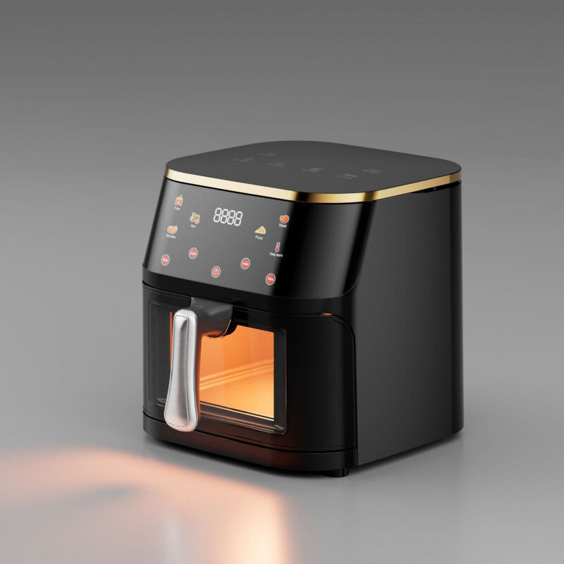 Воздушная фритюрница Air‑fryer, объём 6‑15 л, сенсорное управление, корпус из нержавеющей стали, домашняя большая фритюрница с обзорным окном