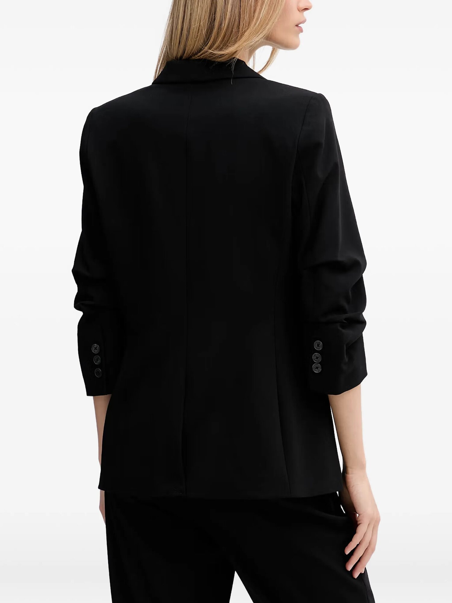 Пиджак DKNY Single-breasted ruched-sleeve blazer, размер 32, black — фото 1
