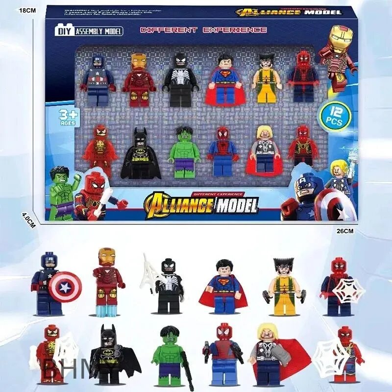Набор фигурок для конструктора Мстители (avengers), 12 штук