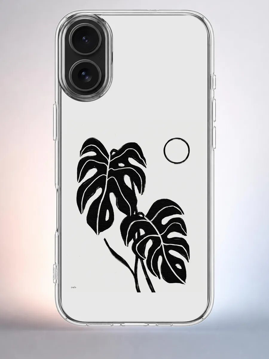 Чехол iPhone 16 монстера с кругом силиконовый