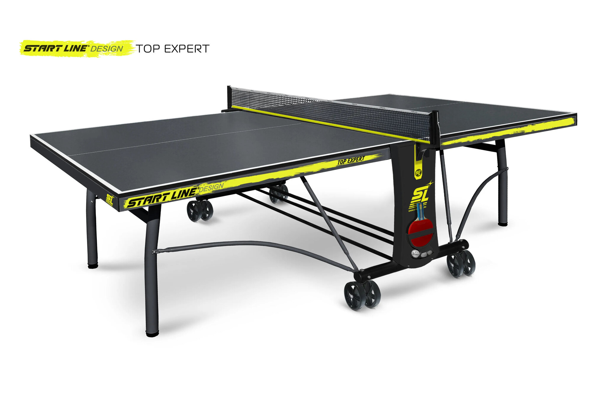Складной теннисный стол Start Line Top Expert Design с сеткой и режимом одиночной игры, ЛДСП 22 мм, для помещений, графит