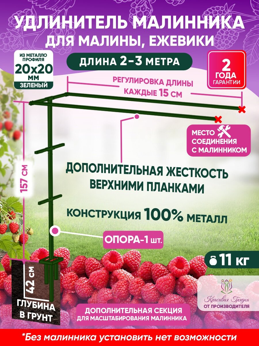 Удлинитель металлической шпалеры "Красивая Грядка" для кустарников ягод