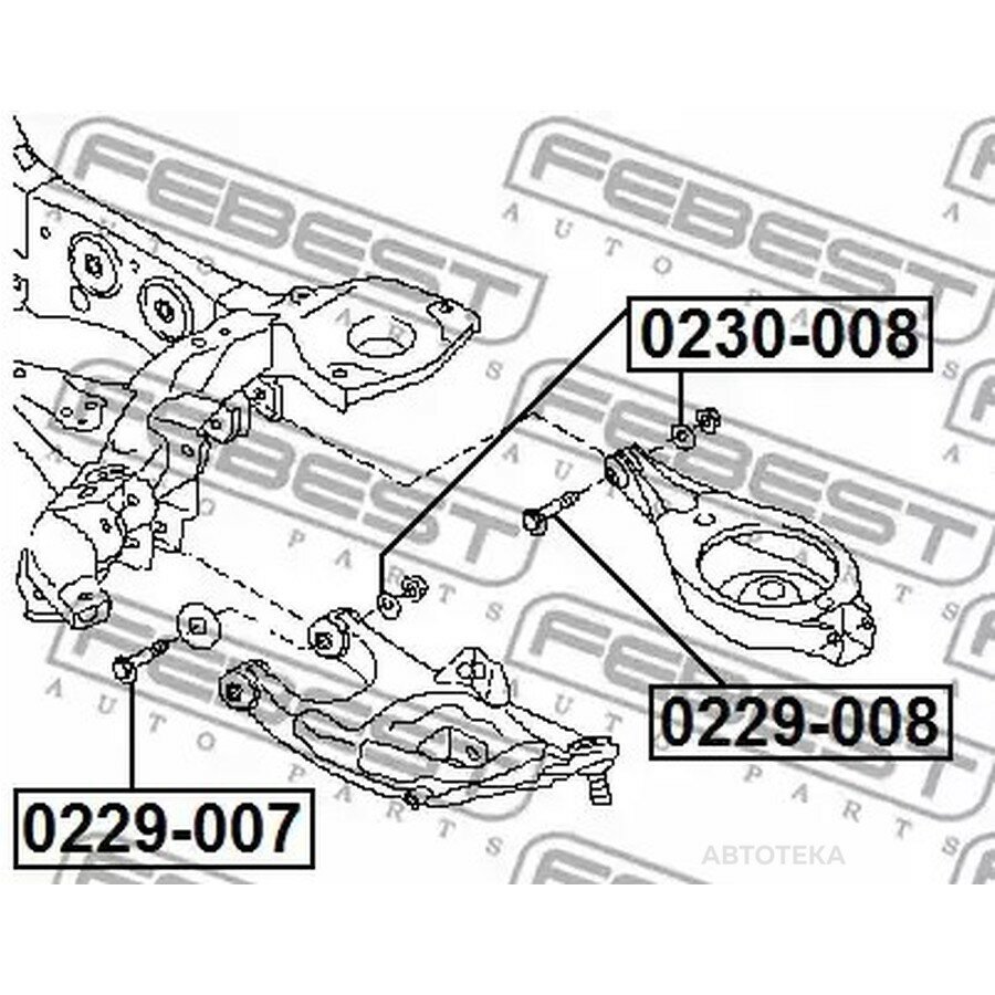 Болт эксцентрик NISSAN PATROL/INFINITI QX80/QX56 10- FEBEST 0229007