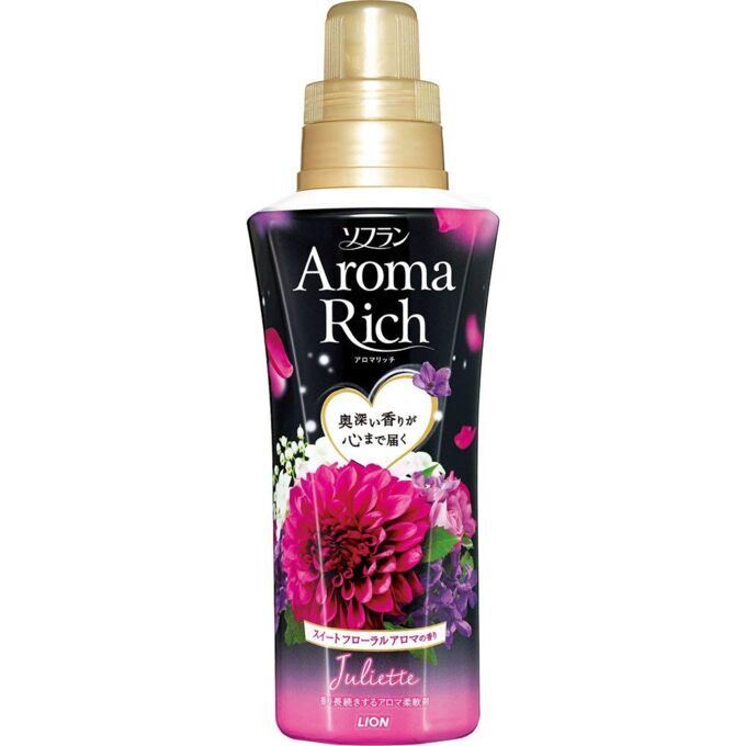 LION Японский кондиционер для белья Aroma Rich Juliette с богатым ароматом натуральных масел (женский аромат) 480 мл.
