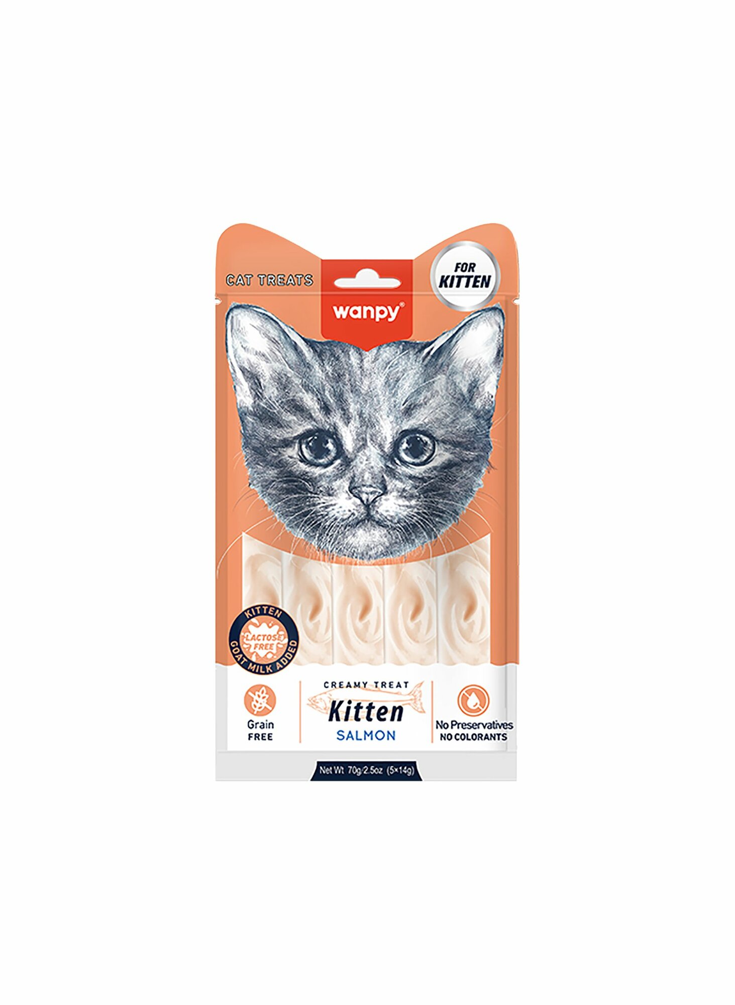 Wanpy Cat Лакомство для котят нежное пюре из лосося 70 г