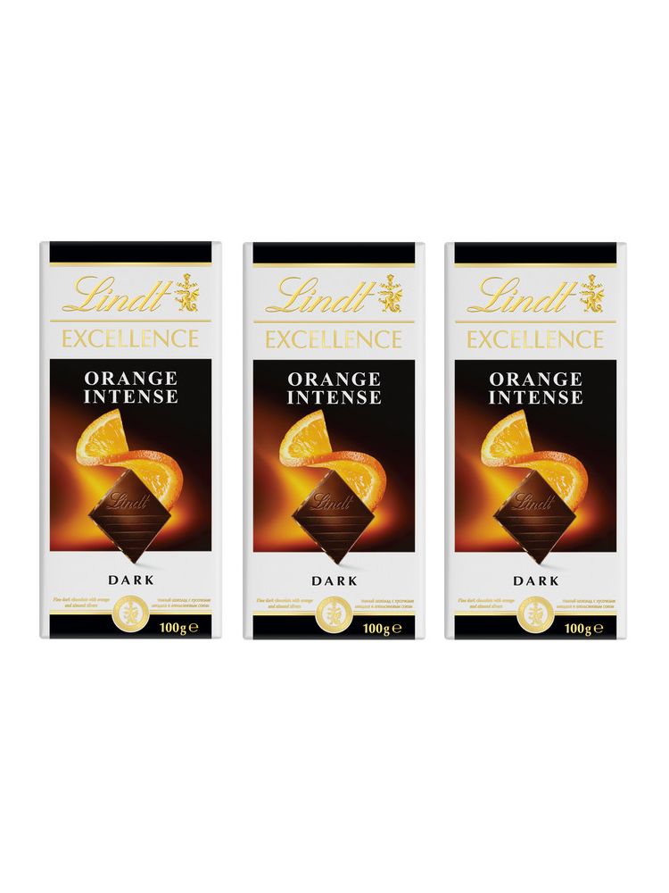 Lindt Excellence Шоколад темный с кусочками апельсина и миндаля, 100 гр, 3 шт