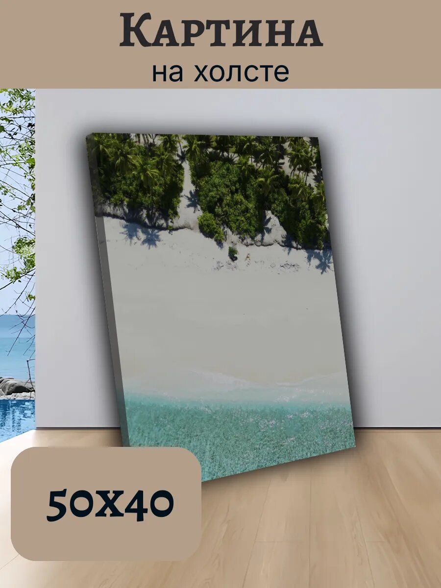 Картина Постер Мальдивы Maldives 40x50 аэрофотосъемка пляжа