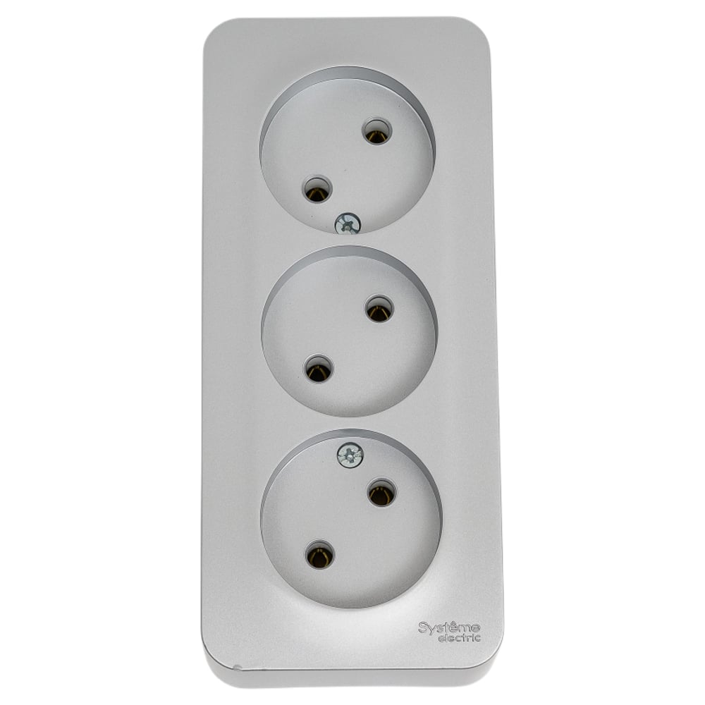 3-ая наружная розетка Systeme Electric Blanca Алюминий, без заземления, без шторок, 16А, 250В SE BLNRA000313