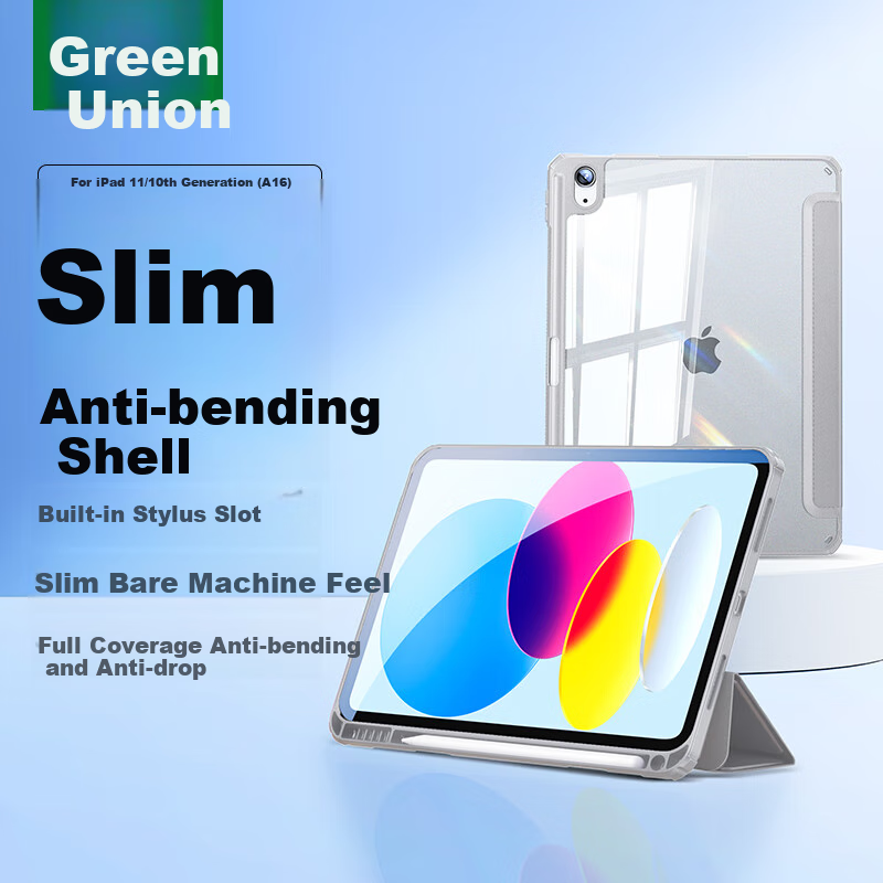 UGREEN чехол для iPad 11/10 с держателем для ручки 2025 A16 чип прозрачный полный защита стойка серый Размер：iPad 11/10