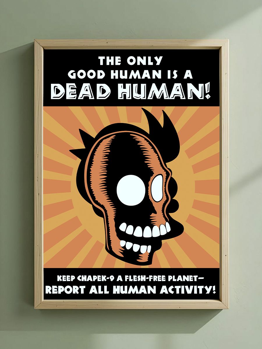 Постер, плакат на стену "Череп The only good human - Футурама / Futurama" 42 см х 29,7 см (А3), Без Рамы