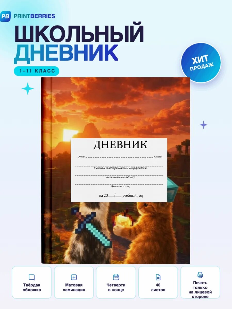 Школьный дневник Майнкрафт принт