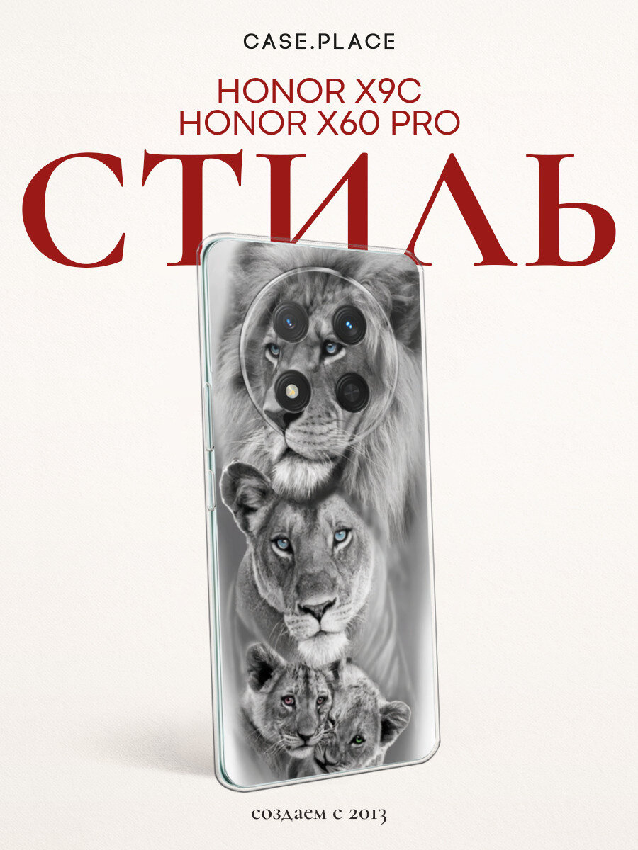 Чехол на Honor X9C/X60 Pro / Хонор X9C/X60 Про с принтом Львиная семья