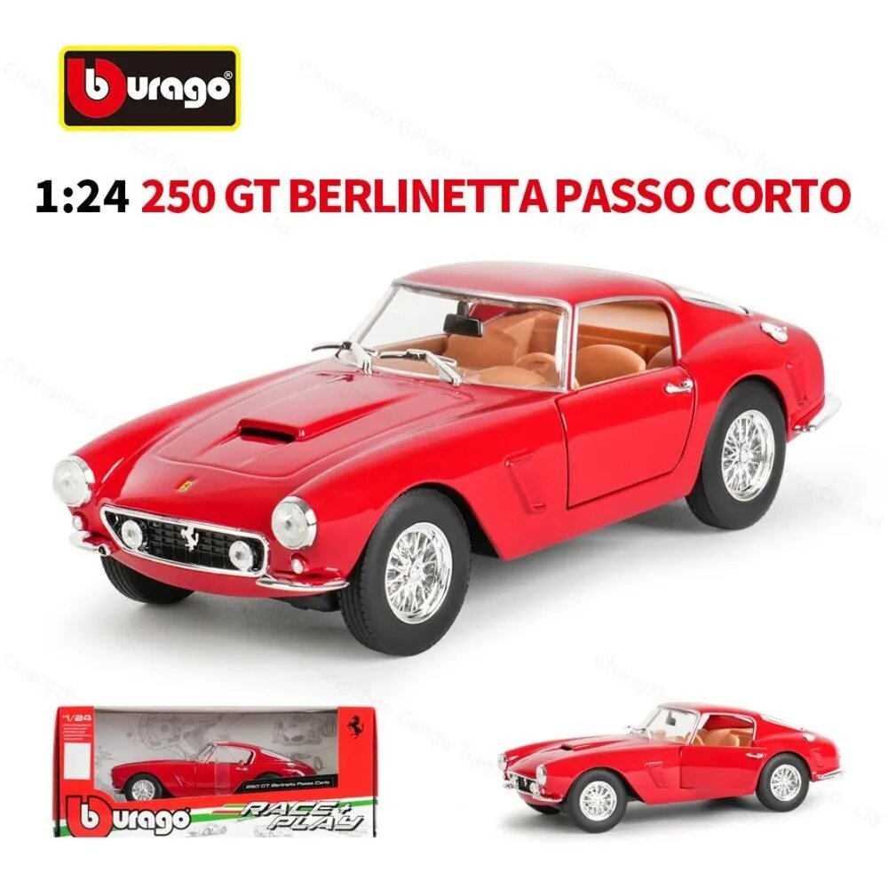 Эксклюзивная коллекционная модель Bburago 1 24 спортивного автомобиля 250 GT Berlinetta Passo Corto изготовлена методом литья под давлением