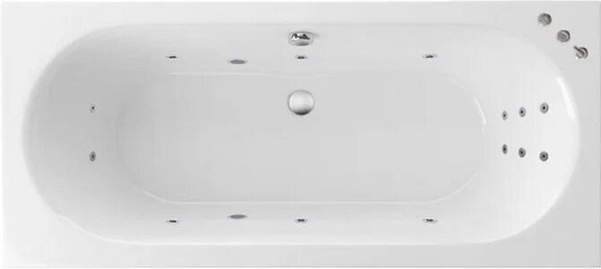 Акриловая ванна Excellent Oceana Slim WAEX. OCE17S. SMART 170x75, с каркасом, встраиваемая, белая, глянцевая, со сливом-переливом, прямоугольная, с гидромассажем