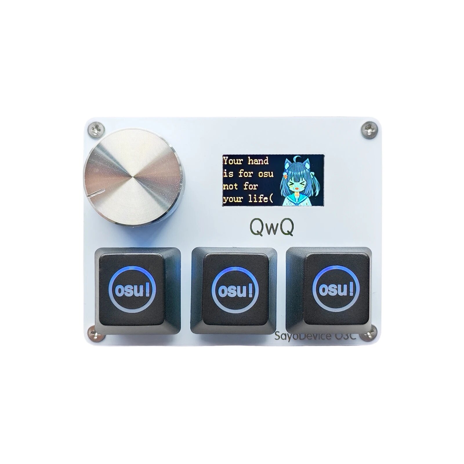 Игровая клавиатура O3C SayoDevice OSU O3C, переключатели Холла с быстрым триггером, магнитные розовые переключатели, ручка клавиатуры, экран, копия, паста, выстрел