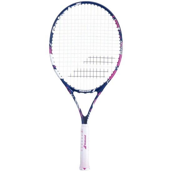 Ракетка для большого тенниса детская Babolat B`FLY 25 Gr00, 140487, для 9-10 лет, сине-розовый, со струнами