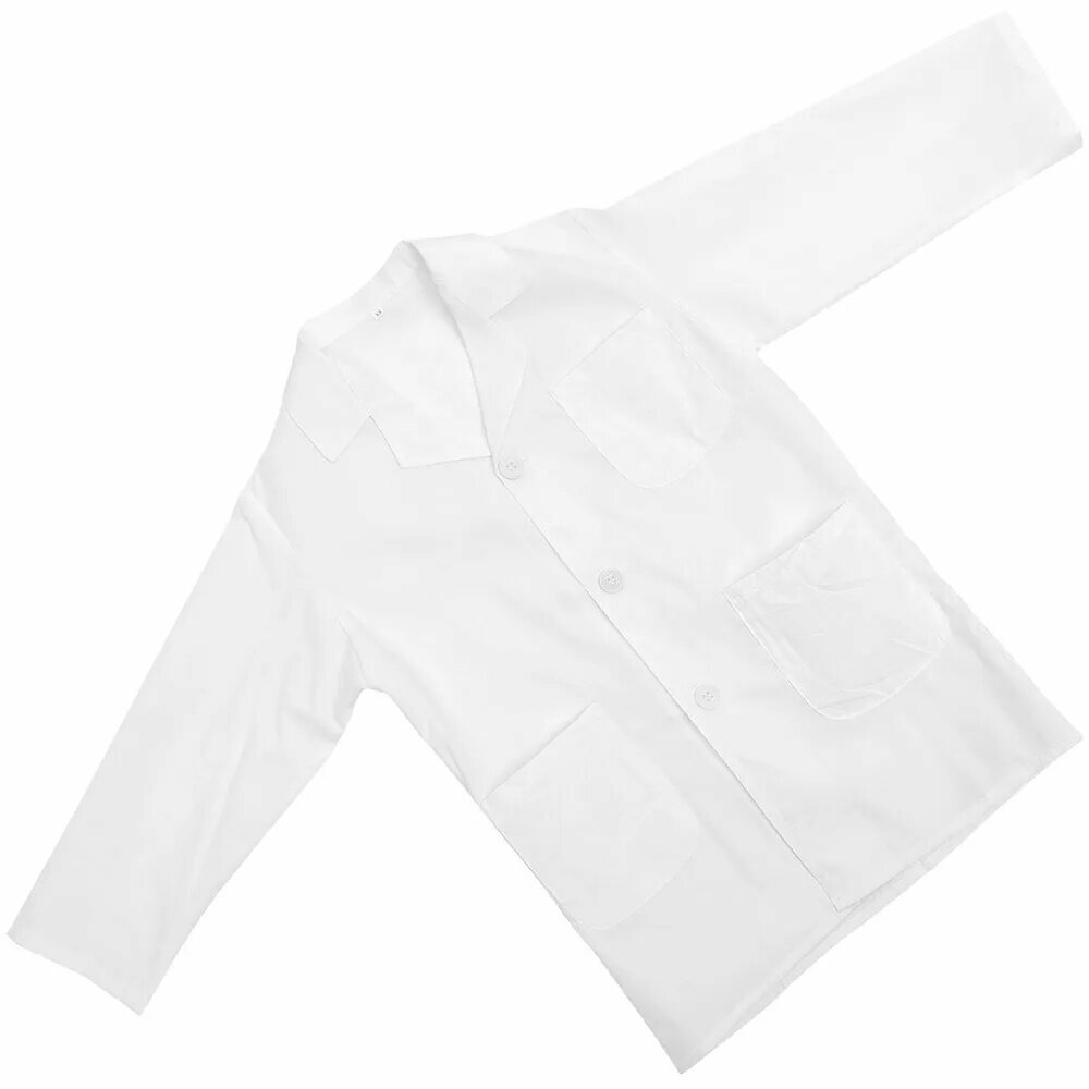 Детский белый экспериментальный халат из ткани для школьников 105 см