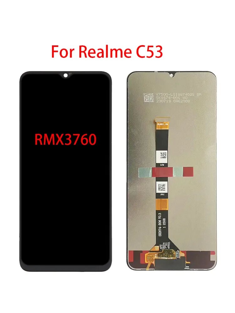 Дисплей на Realme C53 RMX3760 в сборе с тачскрином Черны