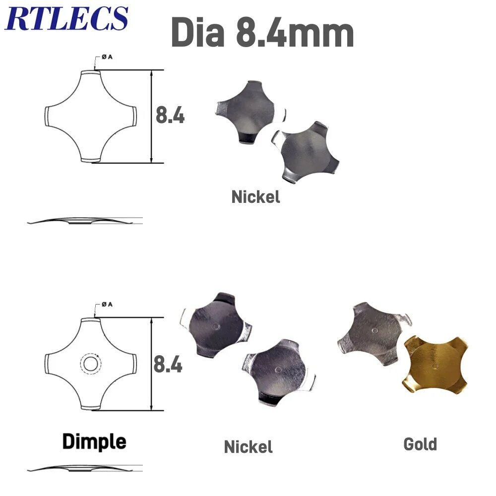 Переключатели RTLECS 8.4mm, Никель, с выемкой, 100шт