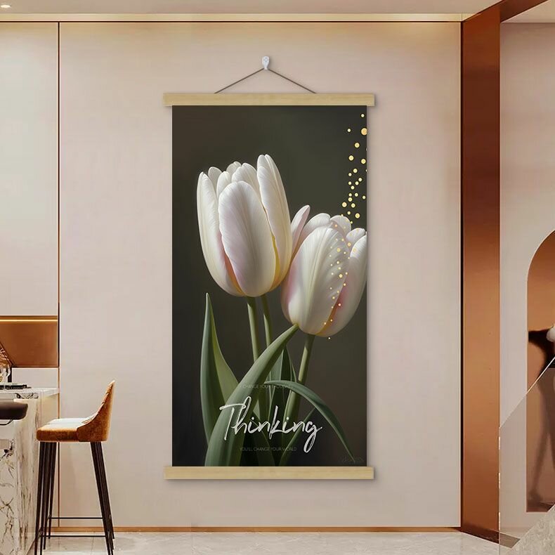 Кремовый стиль SG, декоративная картина для прихожей, тюльпаны, цветочный коридор, подвесная ткань, фоновая стена, настенное покрытие