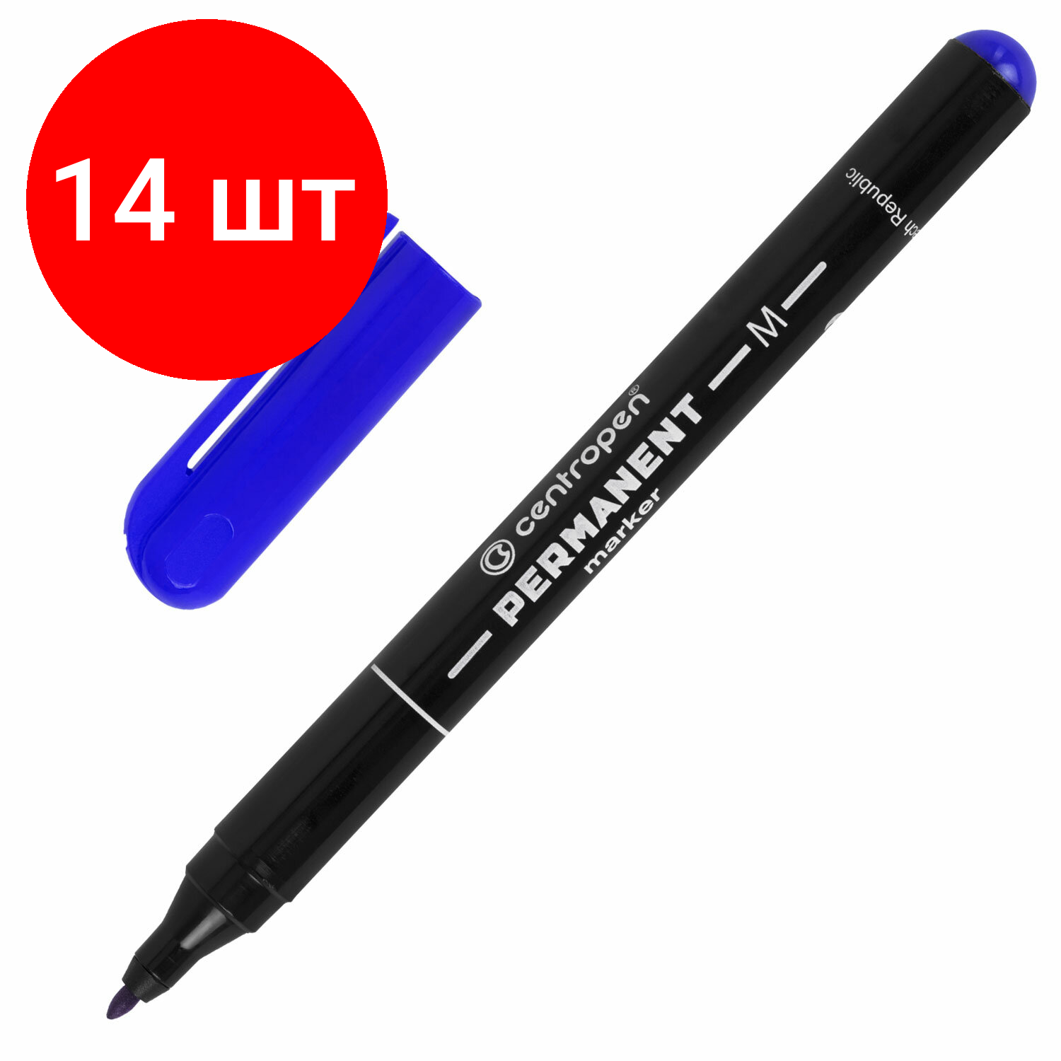Комплект 14 шт, Маркер перманентный CENTROPEN 2846, синий, тонкий наконечник, 1 мм, 6 2846 9406