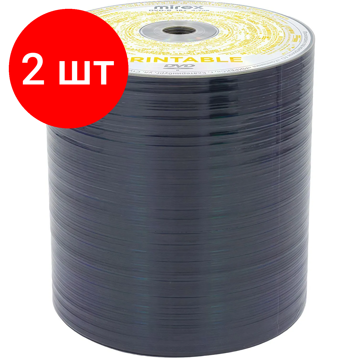 Комплект 2 упаковок, Носители информации DVD-R Mirex Ink-Jet 4.7Gb/100/уп (100/500)(UL130088A1T)