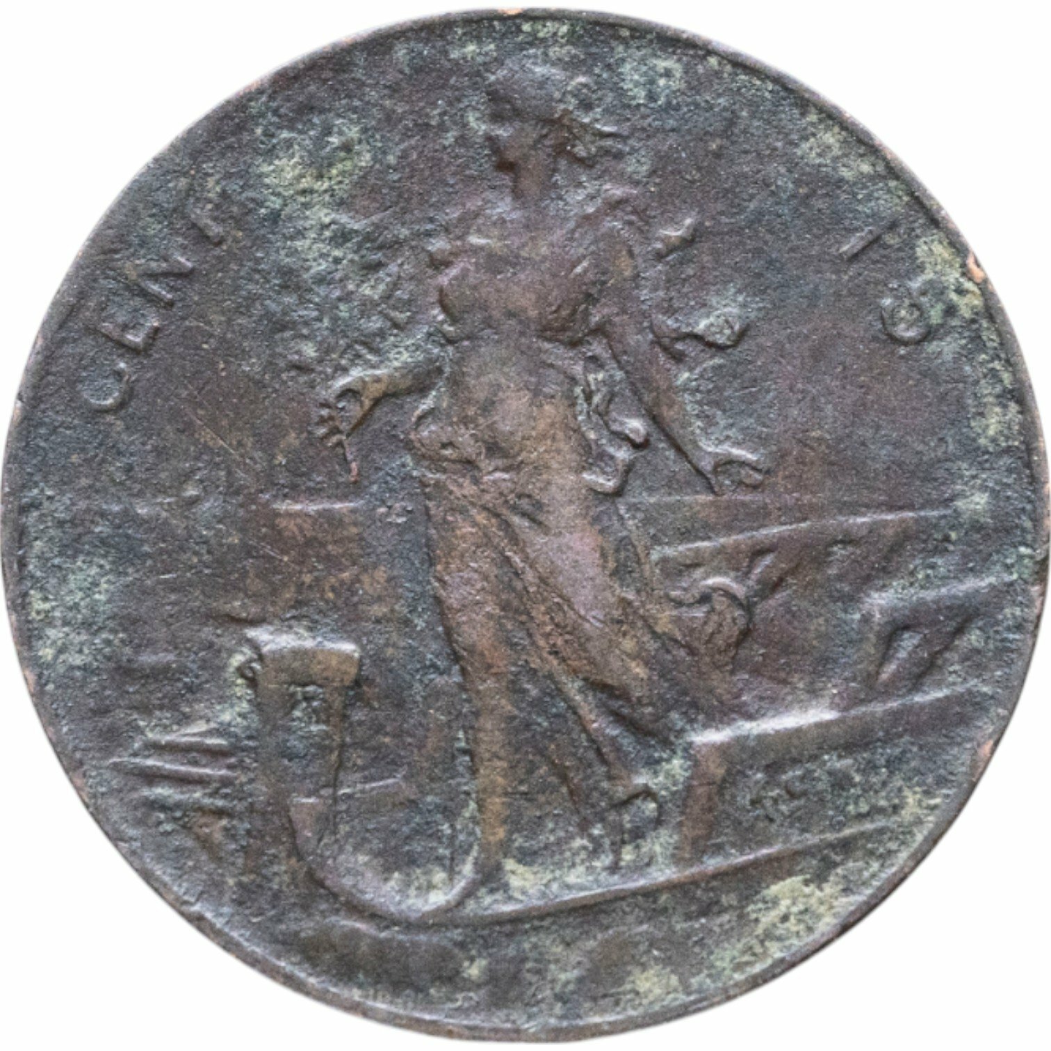 Италия 2 чентезимо centesimi 1915, Бронза, в сохранности VF