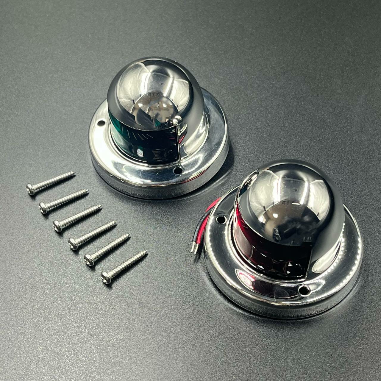 Огни ходовые LED (красный, зеленый) корпус нерж. (Производитель Sunfine)