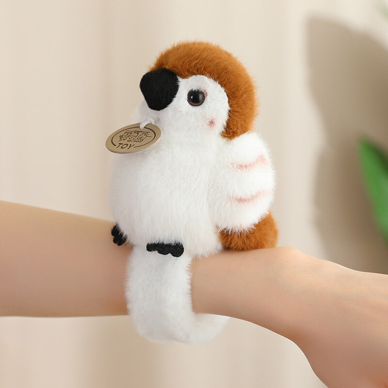 Браслет с кольцом попугая, стоячая плюшевая панда, брелок, подарок на день рождения для девочек, плюшевая игрушка
