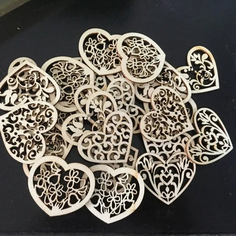 Деревянные сердца для декорирования, 10PCs