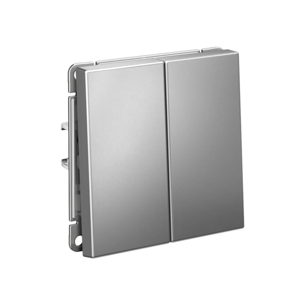 Выключатель кнопочный 2-клавишный ArtGallery Systeme Electric 10 АХ механизм Сталь GAL000917