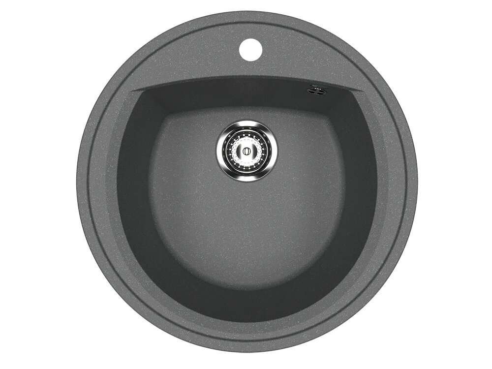 Мойка кухонная Ulgran U-603 -343 мраморная, 52x52, круглая, мойка для кухни, черная, серая, матовая