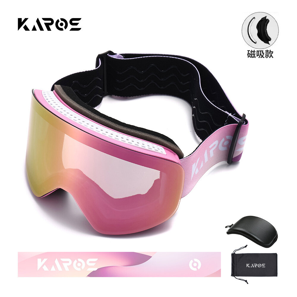 2026KAROS Лыжные очки с магнитным быстрым снятием, антизапотевающие, защитные очки для снега, УФ-защита, для близоруких, носимое оборудование HD унисекс