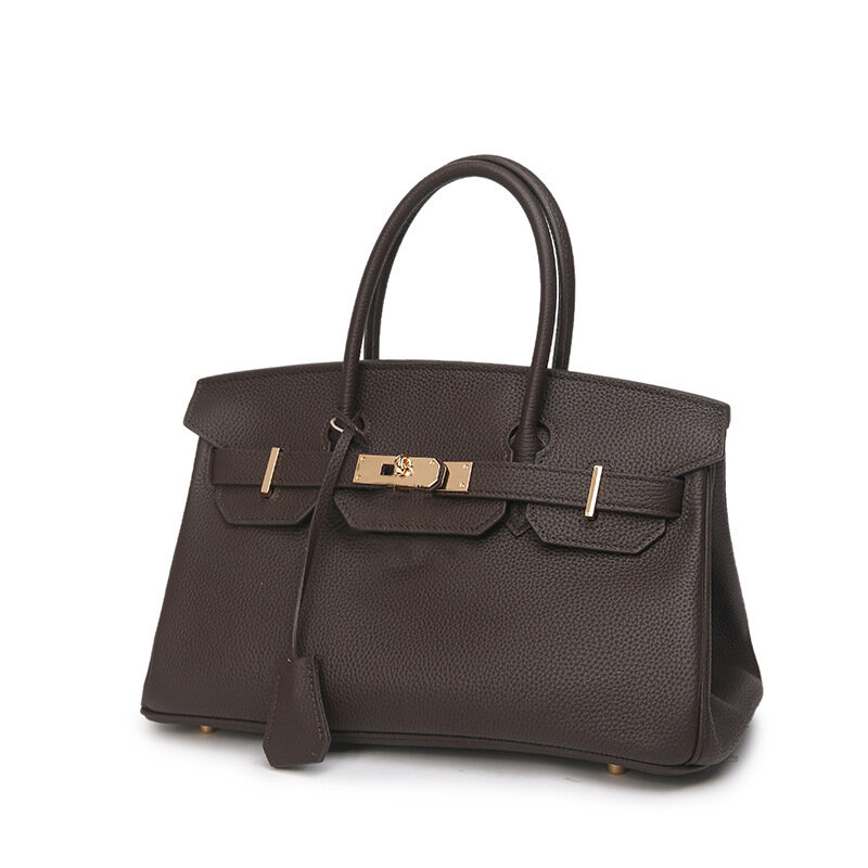 Сумка Birkin горизонтальной формы из тоголезской кожи высшего качества, прошитая вручную вощеной нитью, женская сумка из натуральной кожи с застежкой, высококлассная повседневная сумка.