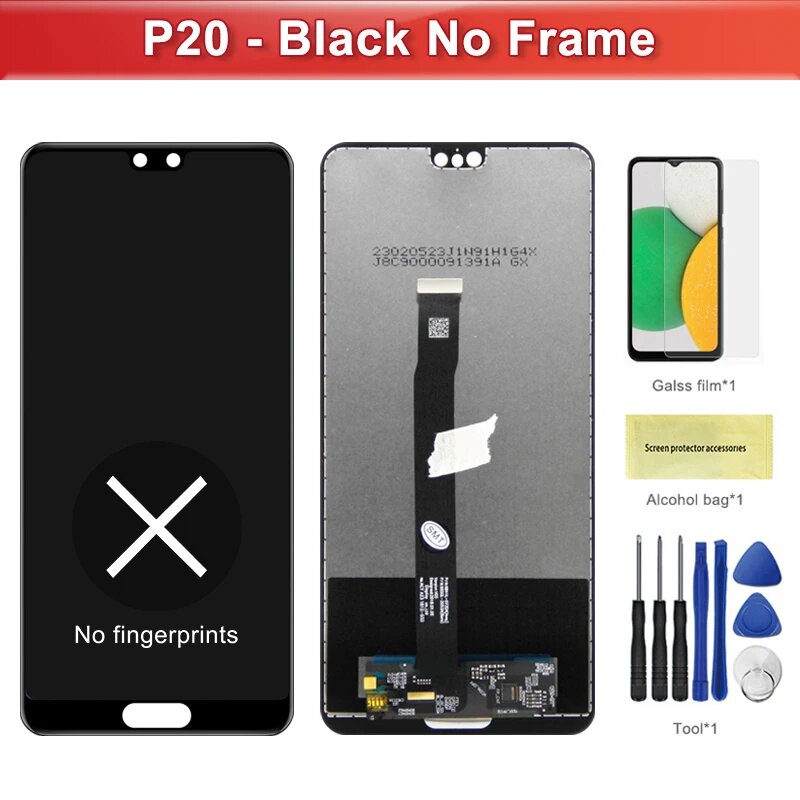 OEM 5,8 'для HUAWEI P20 для EML-L29C L09C AL00 TL00 L29 L09 ЖК-дисплей с дигитайзером сенсорного экрана в сборе Замена Black NO FP