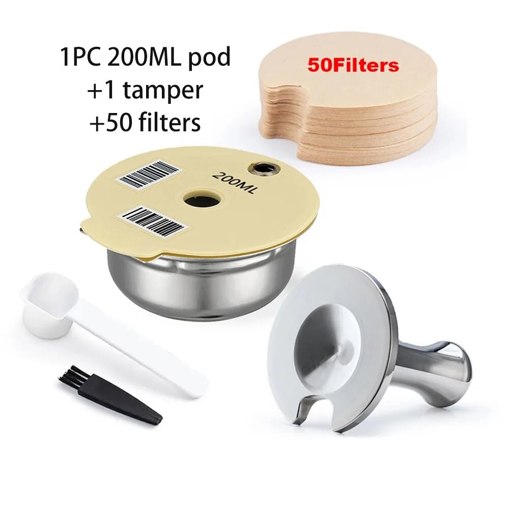 Многоразовые капсулы iCafilas для кофеварки Bosch Tassimo из нержавеющей стали 200ml-t-50filer