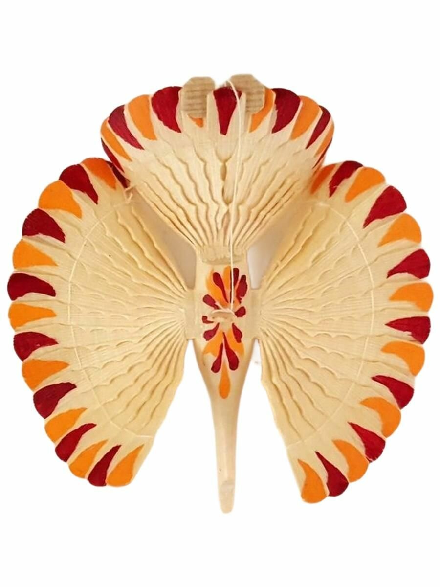 Щепная птица счастья цветная (10 см.)-1, ручная работа