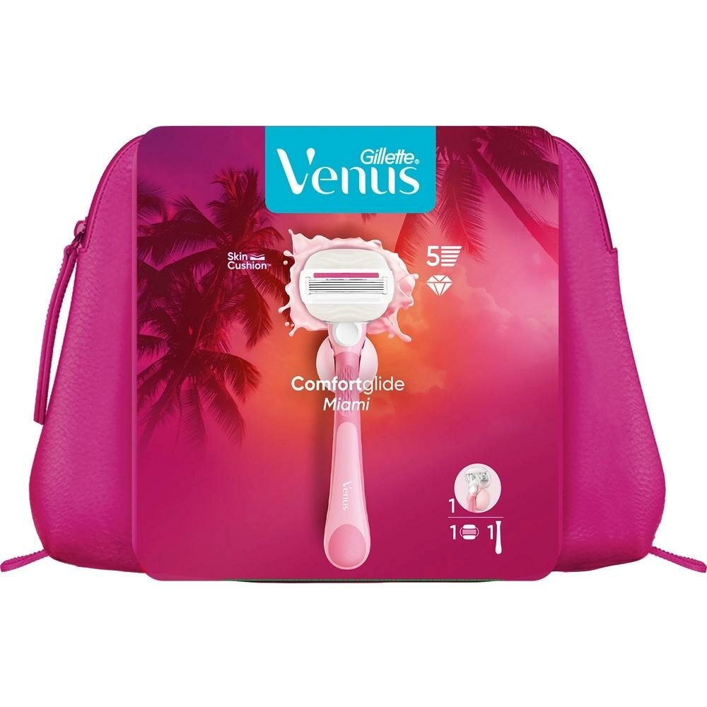 Бритвенный станок Gillette Venus Comfortglide Miami с 1 сменной кассетой и косметичка
