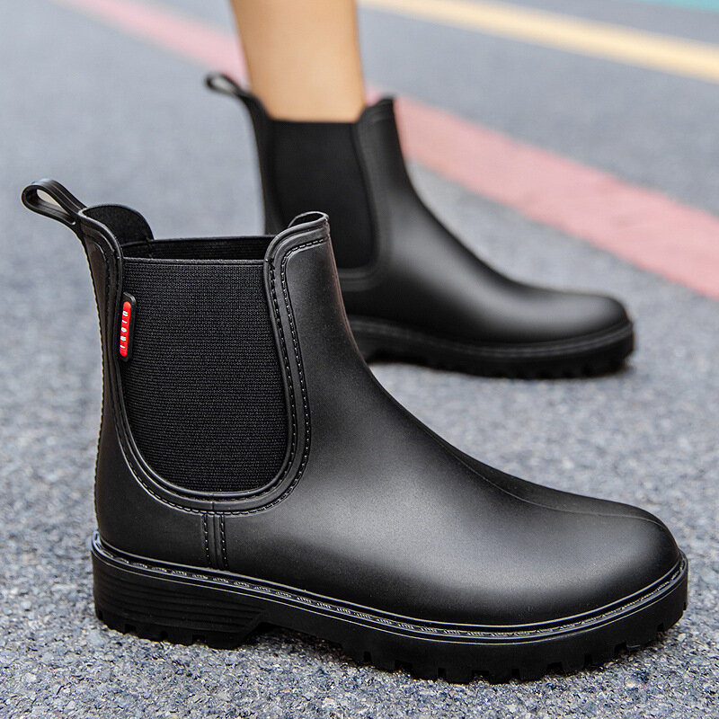 Женские резиновые туфли, короткие ботинки челси, легкие нескользящие резиновые сапоги, сапоги для воды, галоши, резиновая обувь для женщинРазмер обуви. EU:41
