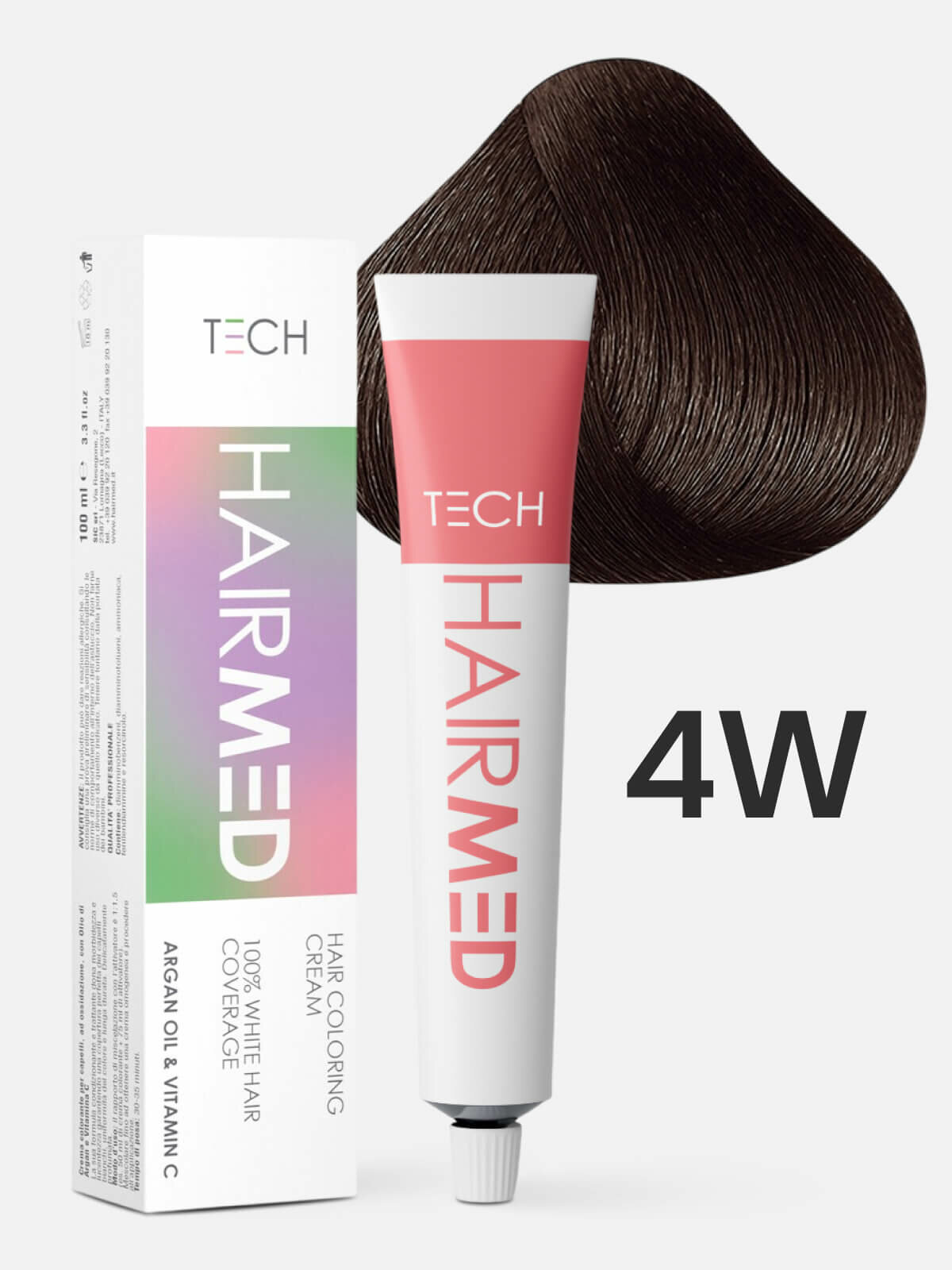 Крем - краска для волос профессиональная Hairmed 4W Каштановый Натуральный теплый, 100 мл