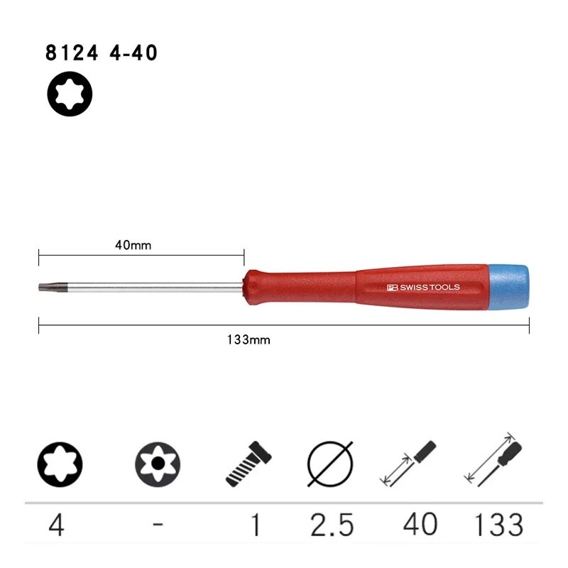 Отвертка прецизионная SwissTools 8124 4-40, цвет 8124 4-40