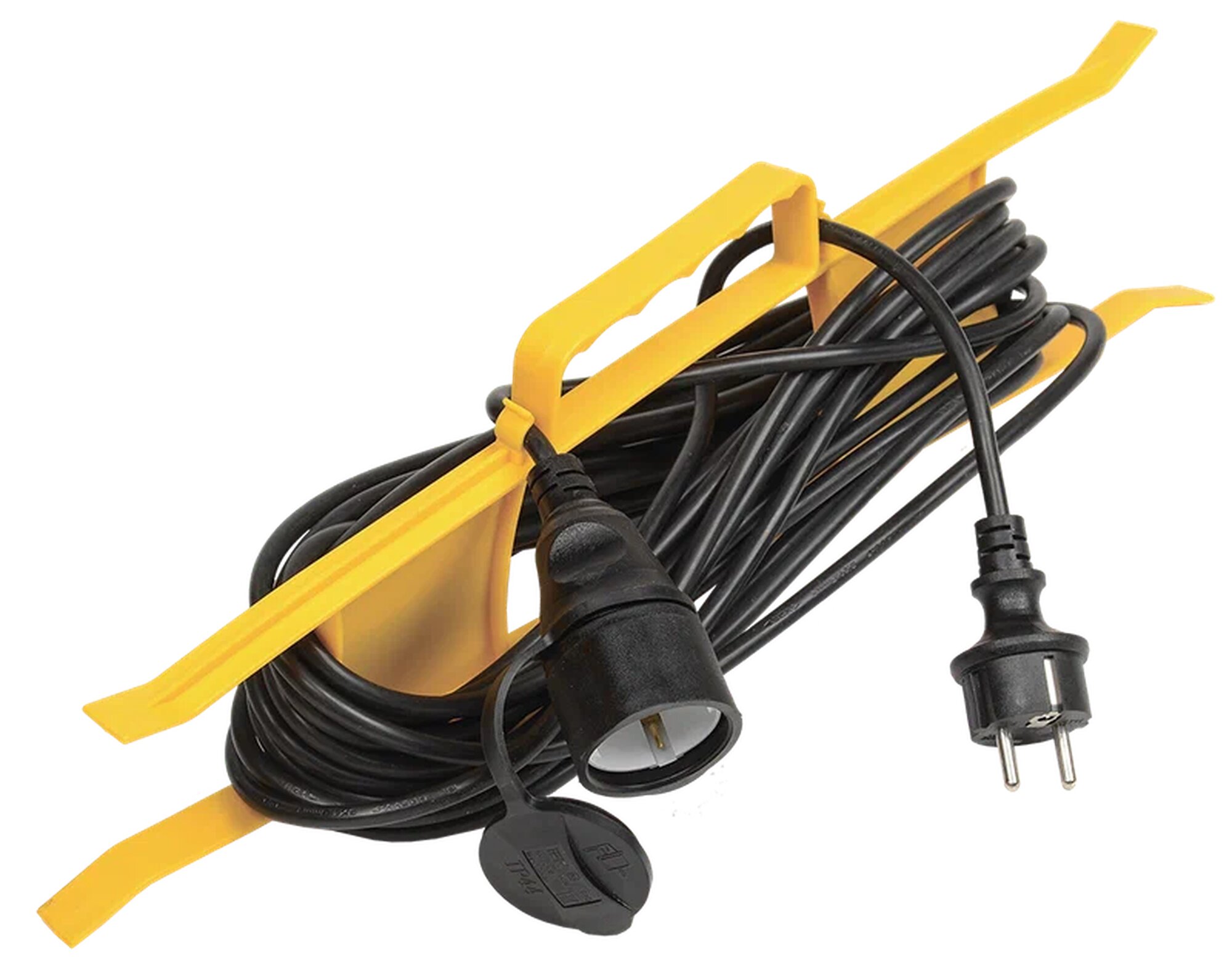 Удлинитель IEK УР50 1 место 2P+PE/50м 3х1,0мм2, IP44, 2200Вт, 10А, ПВС, 1 розетка, черный, с заземлением